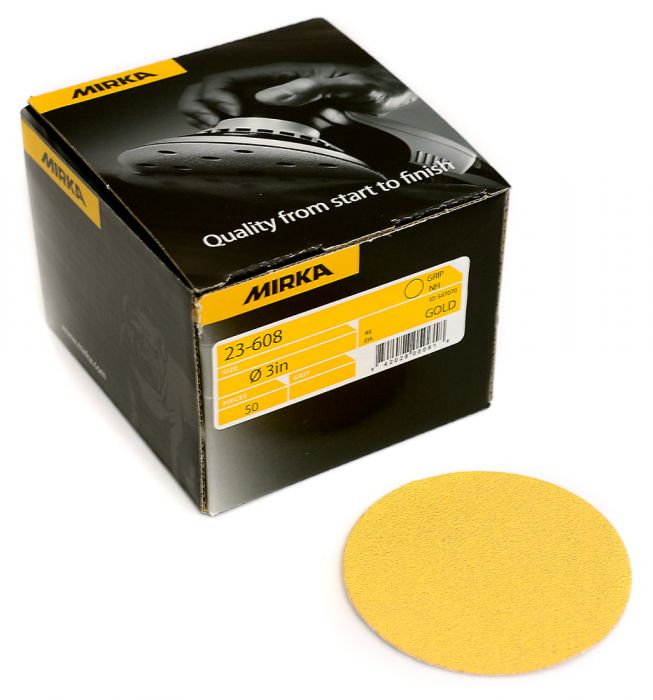 23-608-400, Mirka Gold 3 in. Grip Disc 400G, Qty. 50 23-608-400, Mirka Gold 3 in. Grip Disc 400G, Qty. 50